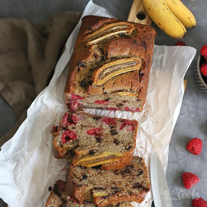 Banana Raspberry Chocolate Bread | Bake to the roots