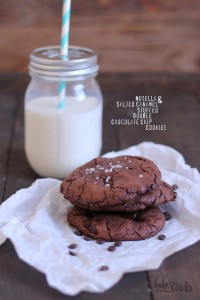 Nutella & Salted Caramel Stuffed Double Chocolate Chip Cookies | Bake to the roots