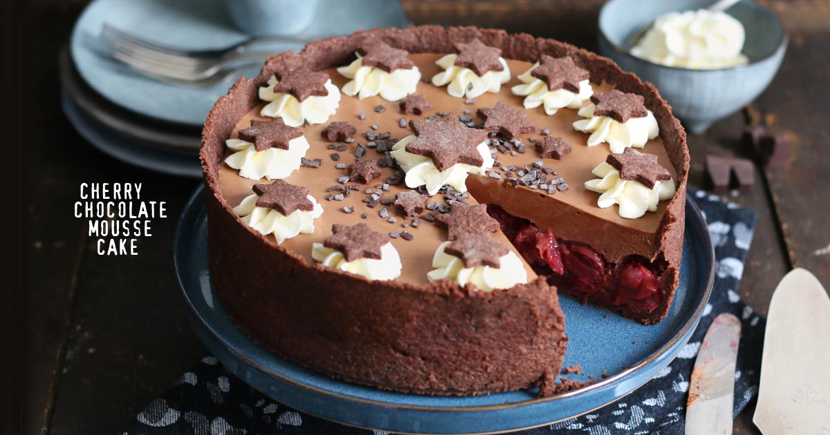 Cherry Chocolate Mousse Cake | Bake to the roots