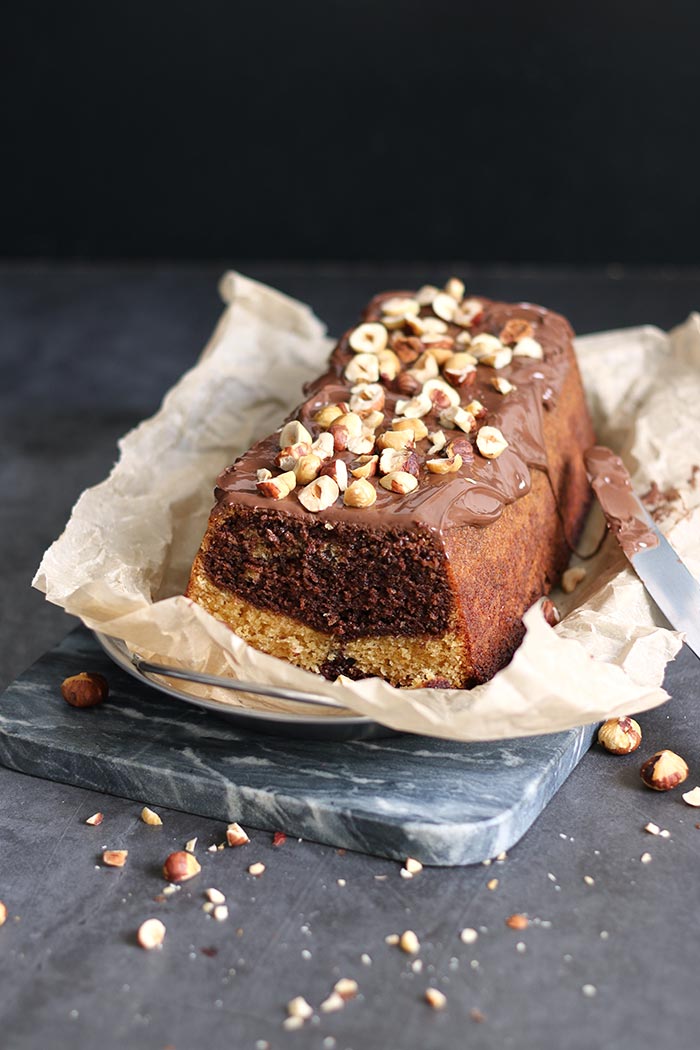 Nutella Loaf Cake with Hazelnuts | Bake to the roots | Bake to the roots