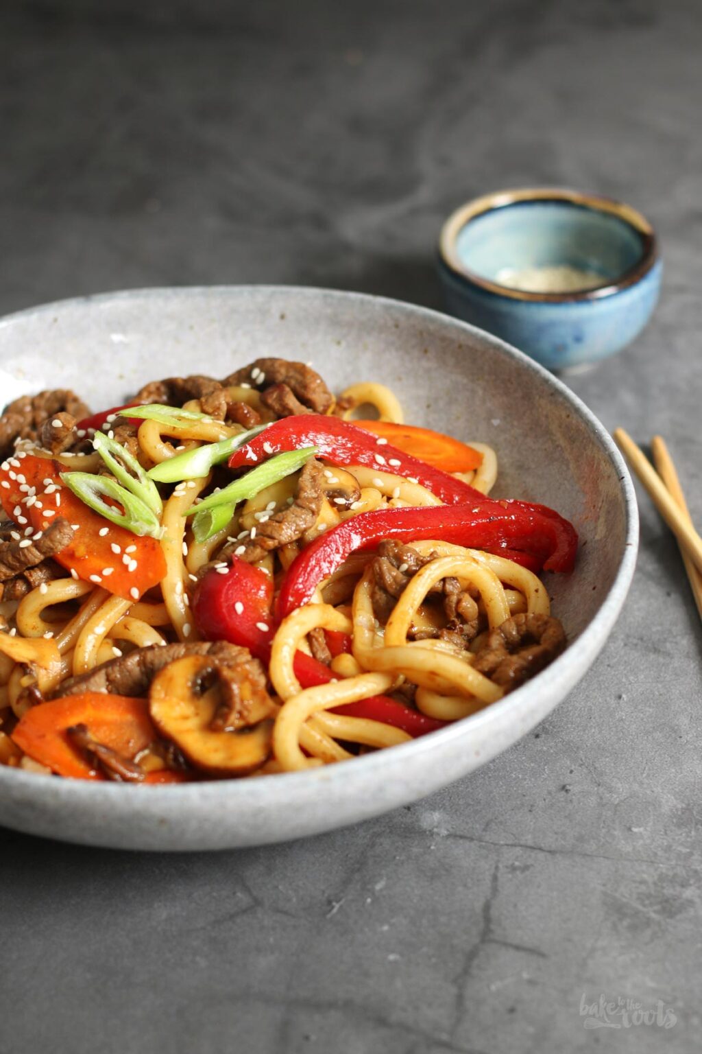 Beef Udon Noodles Stir-Fry | Bake to the roots