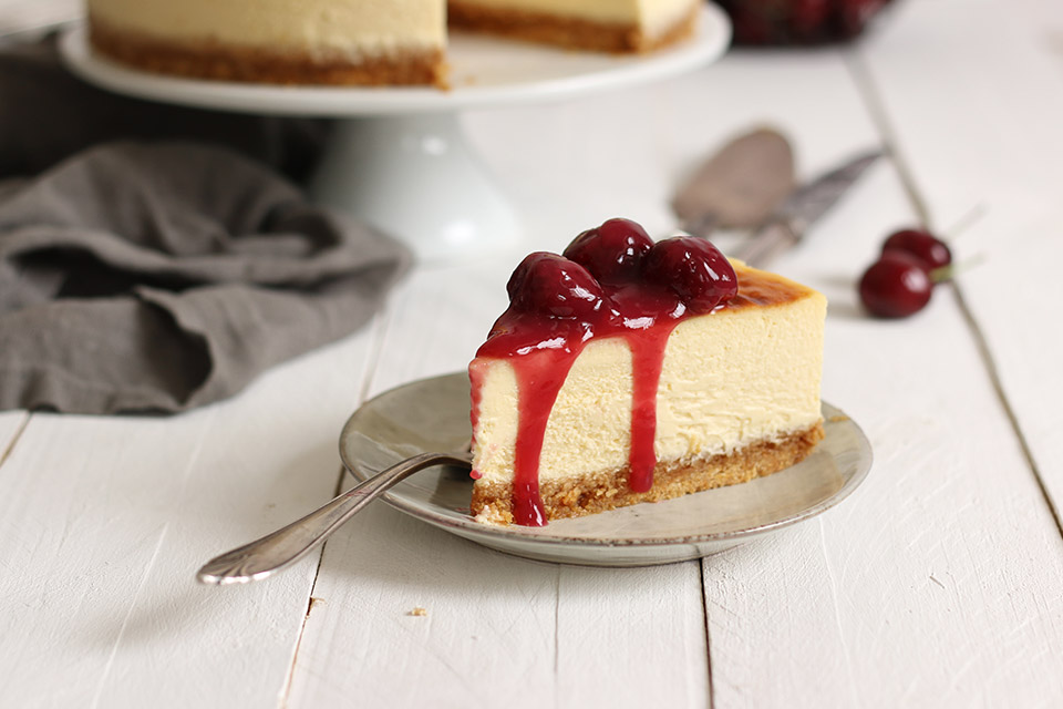 Creamy Cheesecake with Cherry Toping | Bake to the roots | Bake to the ...