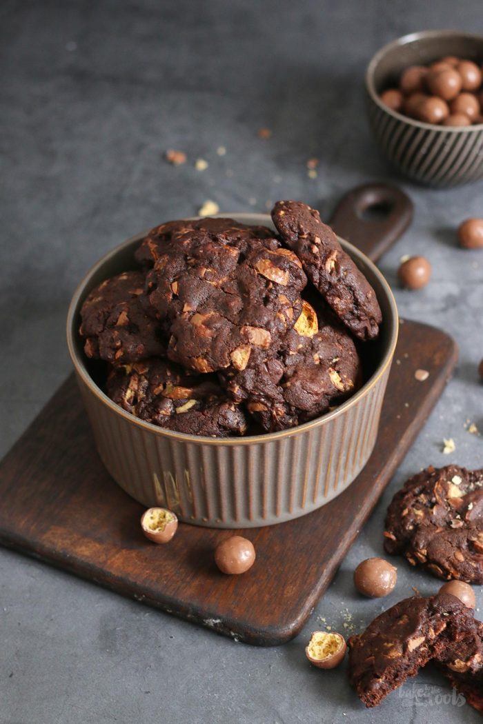 Double Chocolate Maltesers Cookies | Bake to the roots