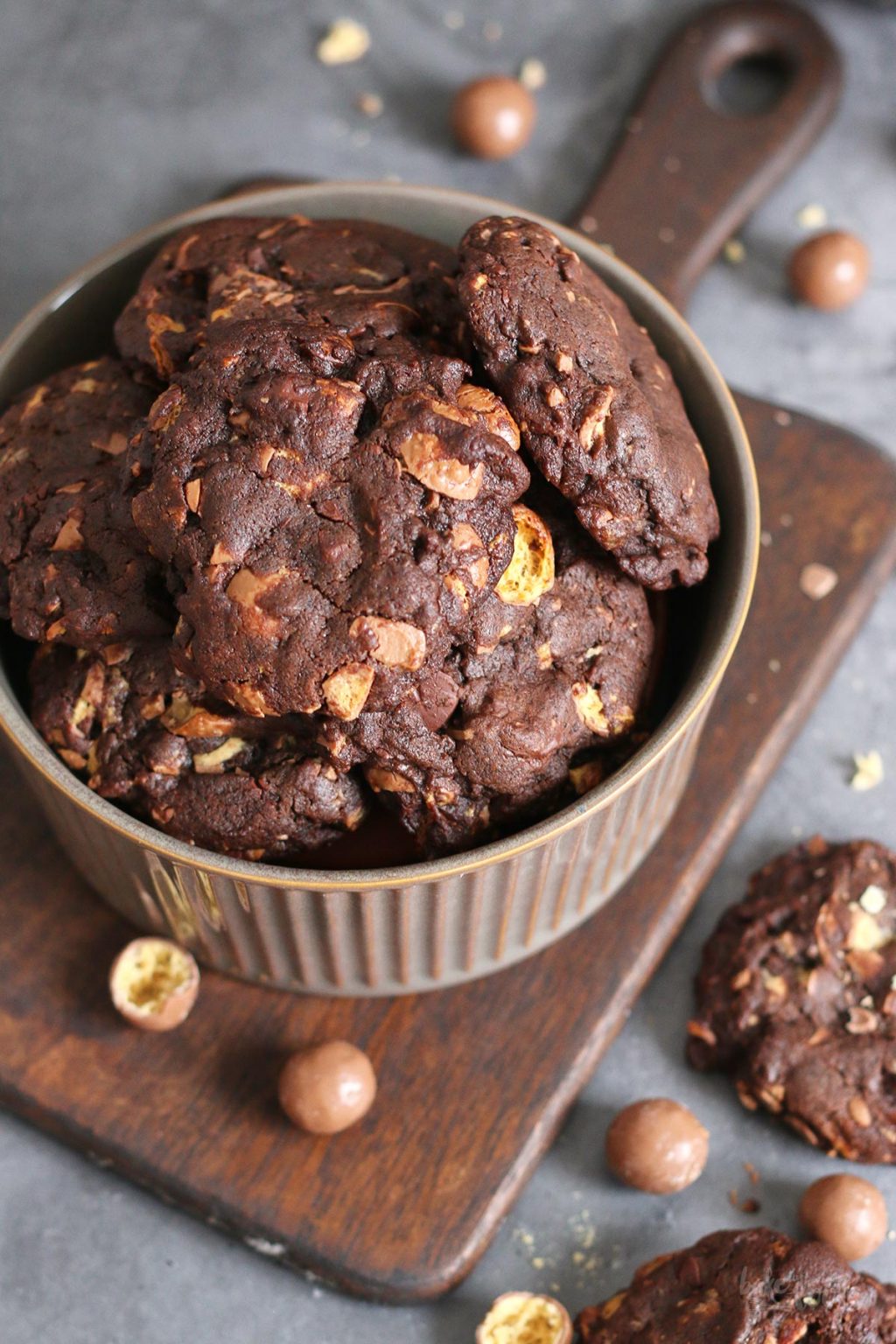 Double Chocolate Maltesers Cookies | Bake to the roots