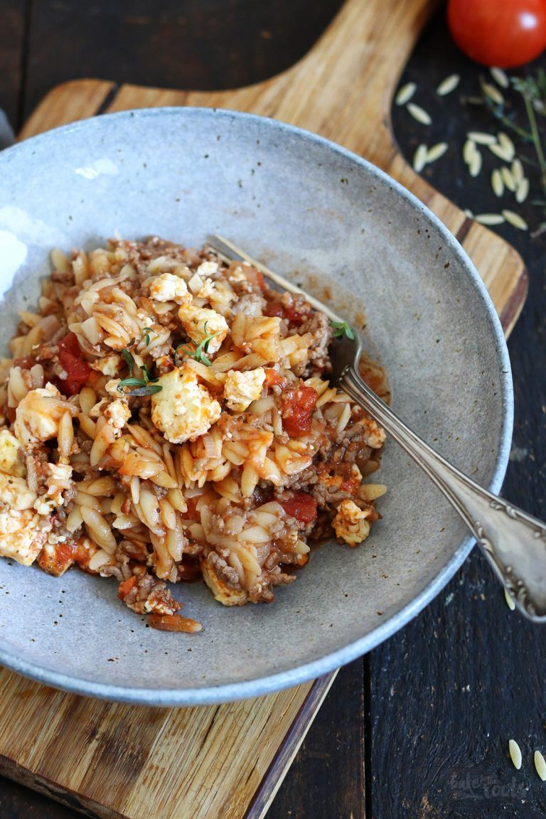 Greek Baked Orzo with Feta Cheese | Bake to the roots
