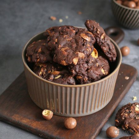 Double Chocolate Maltesers Cookies | Bake to the roots