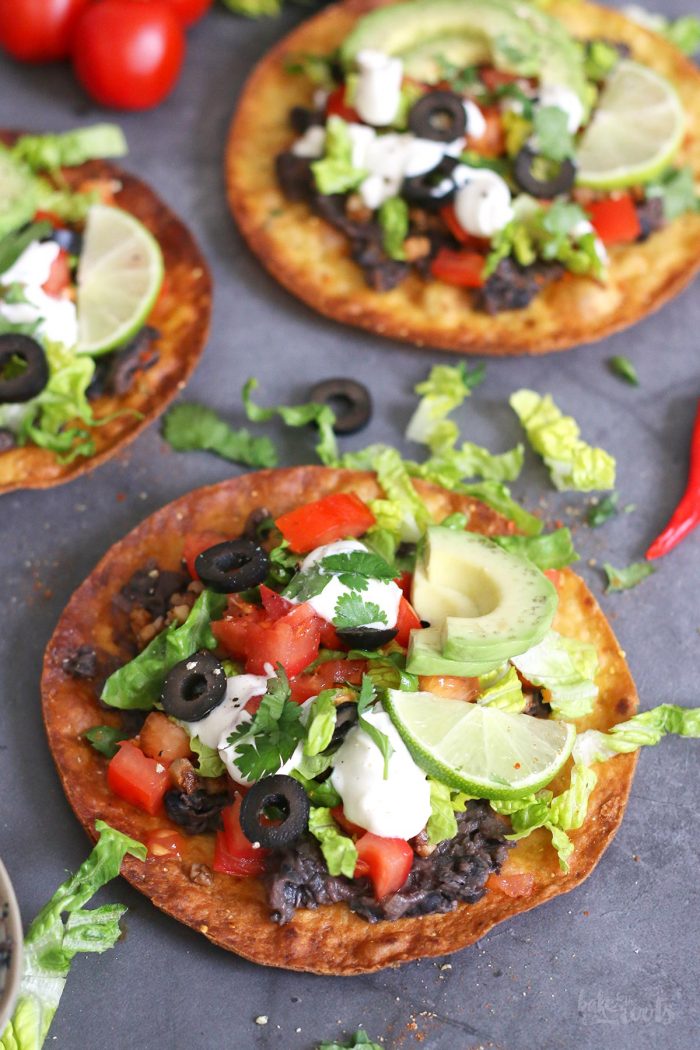Vegan Tostadas with Refried Beans | Bake to the roots