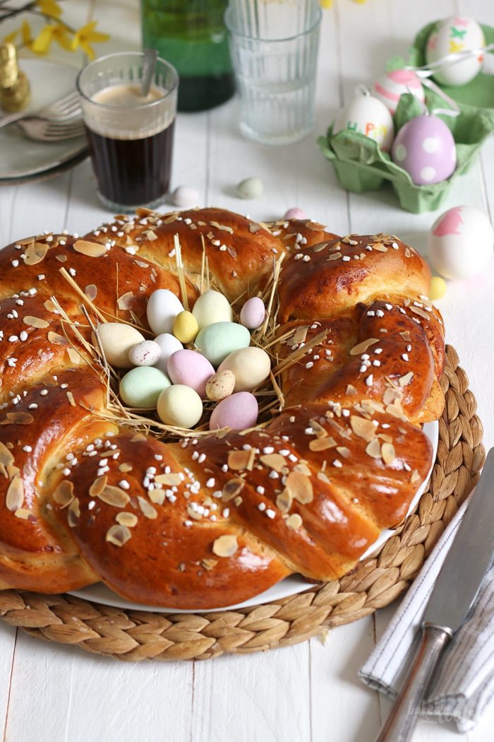 Traditional German Easter Bread Wreath with Marzipan | Bake to the roots