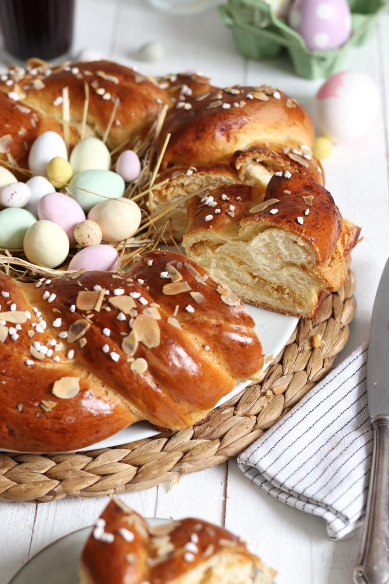 Traditional German Easter Bread Wreath with Marzipan | Bake to the roots
