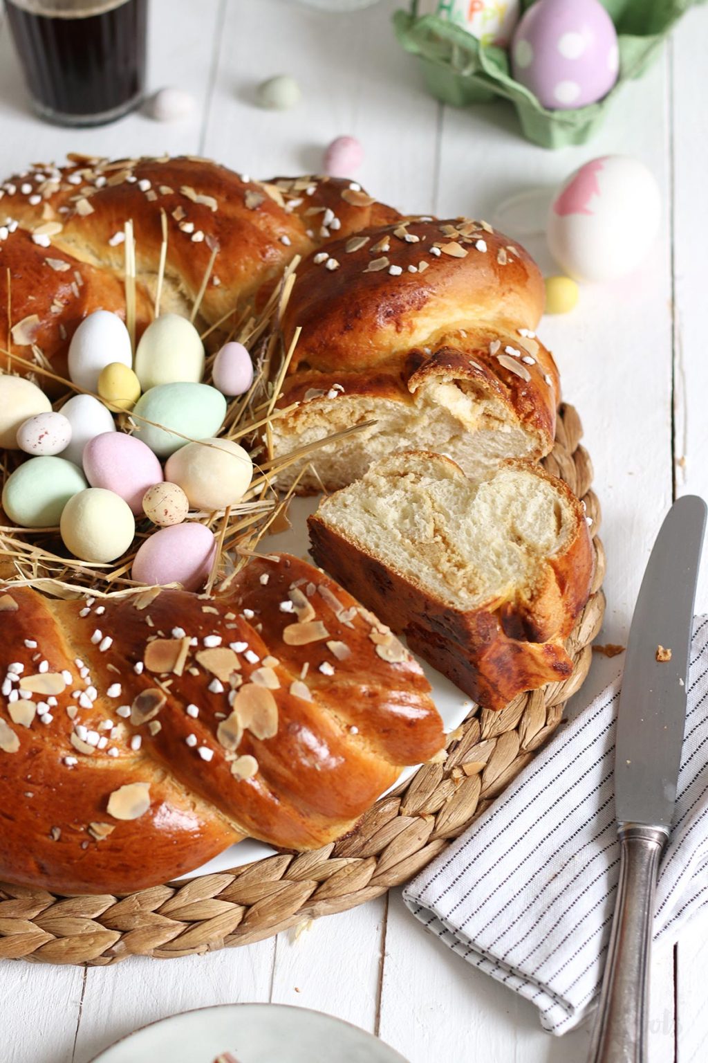 Traditional German Easter Bread Wreath with Marzipan | Bake to the roots