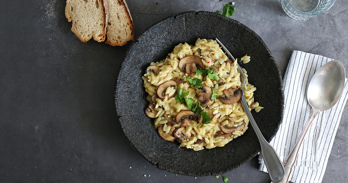 Creamy Risoni with Mushrooms & Parmesan | Bake to the roots | Bake to ...