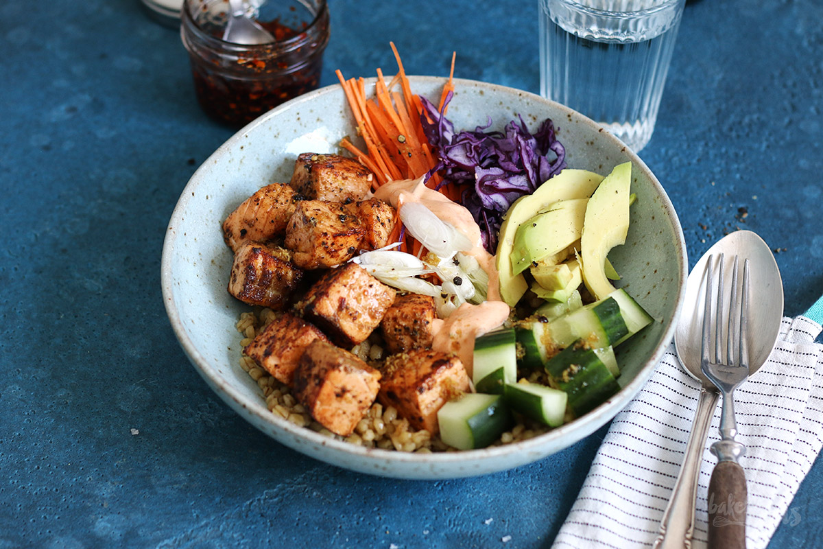 Salmon Durum Wheat Bowl | Bake to the roots | Bake to the roots
