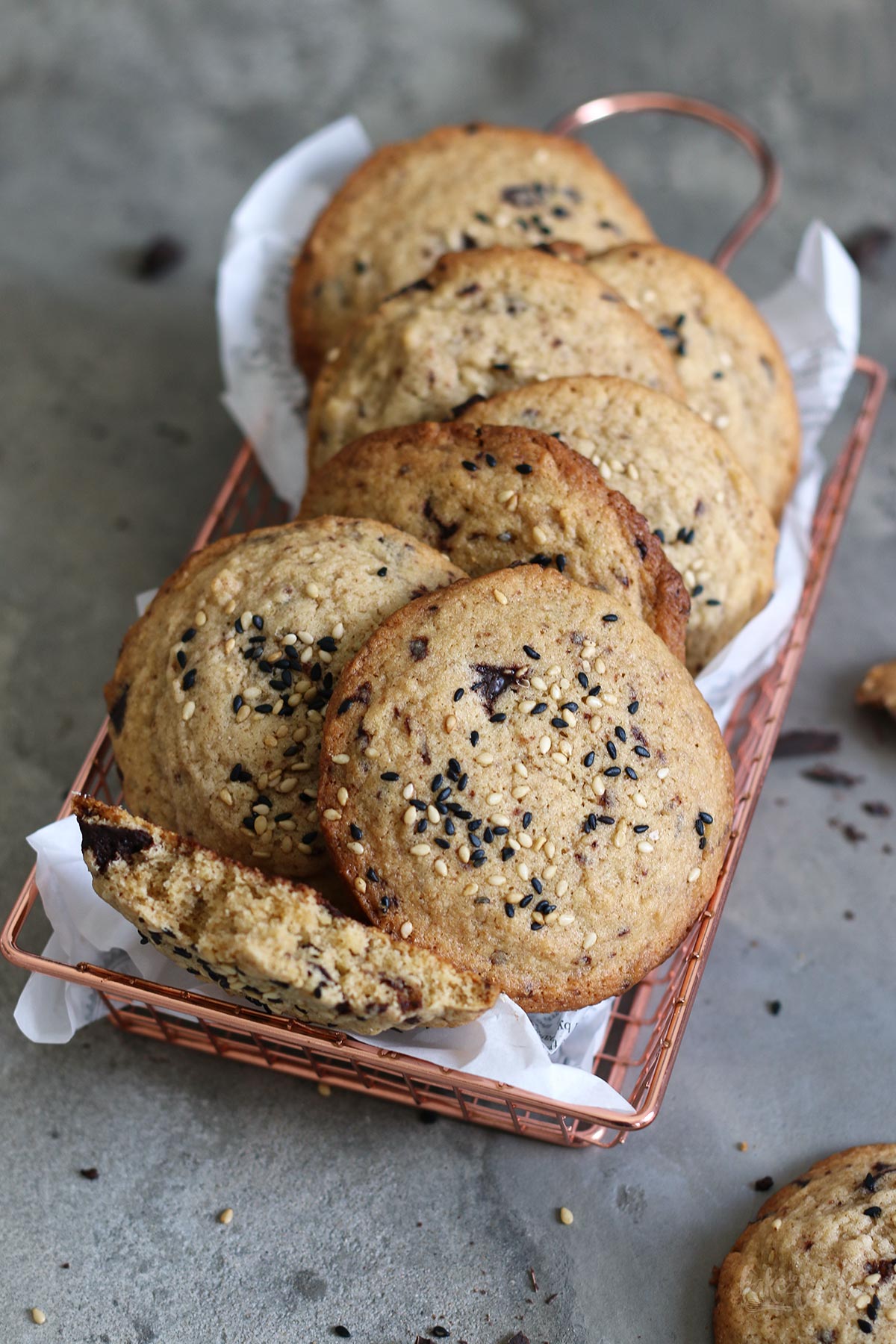Sesame Tahini Chocolate Cookies | Bake to the roots | Bake to the roots