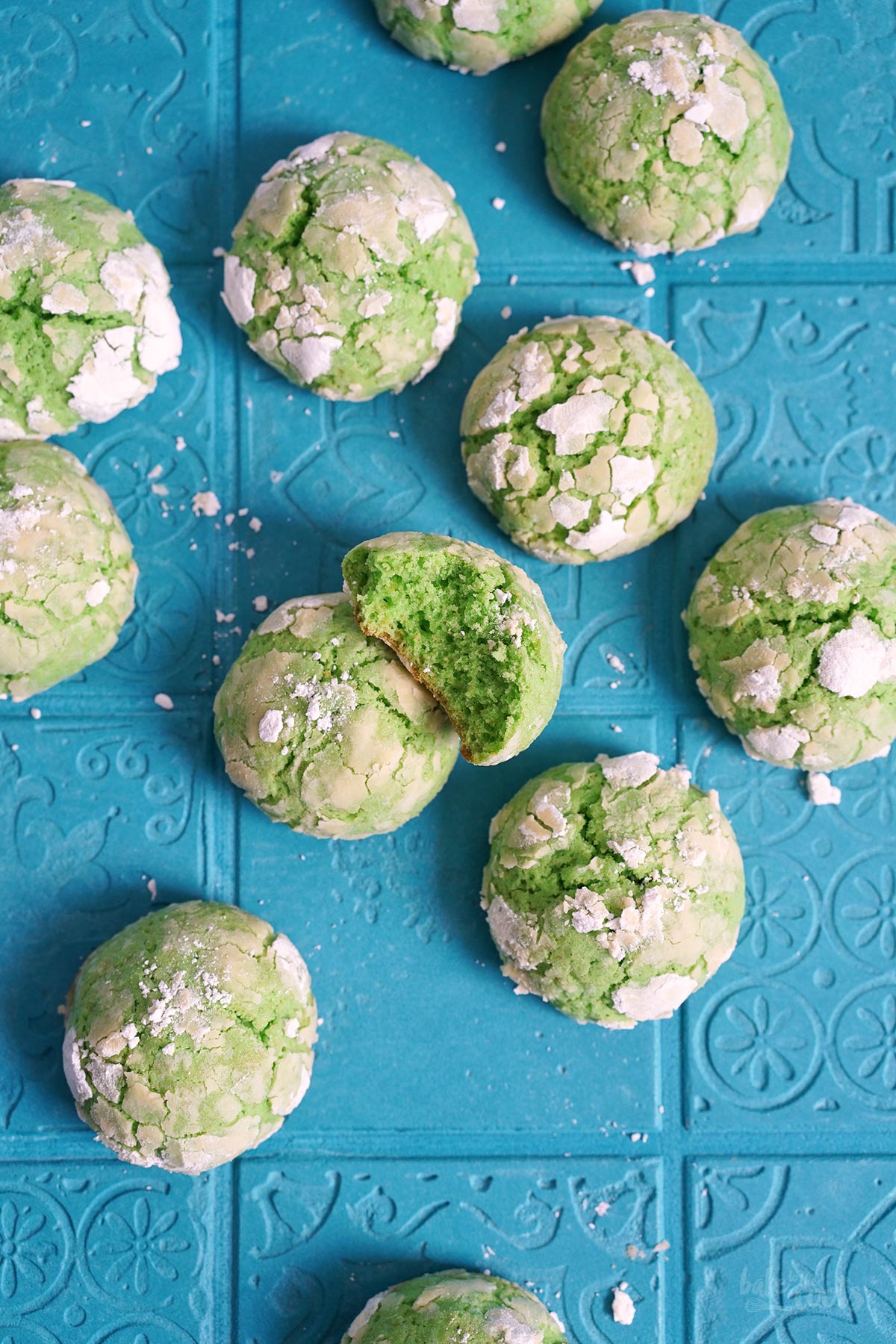 Pandan Zitrone Crinkle Cookies | Bake to the roots