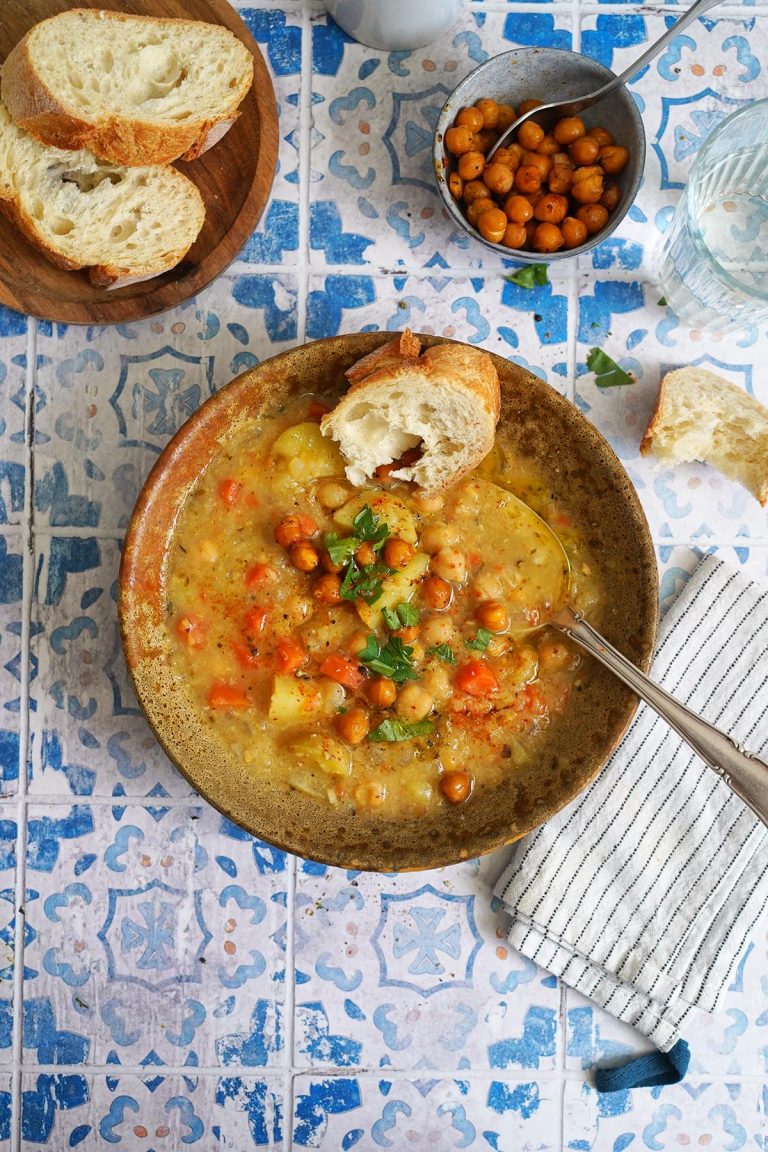 Vegan Chickpea & Potato Soup | Bake to the roots