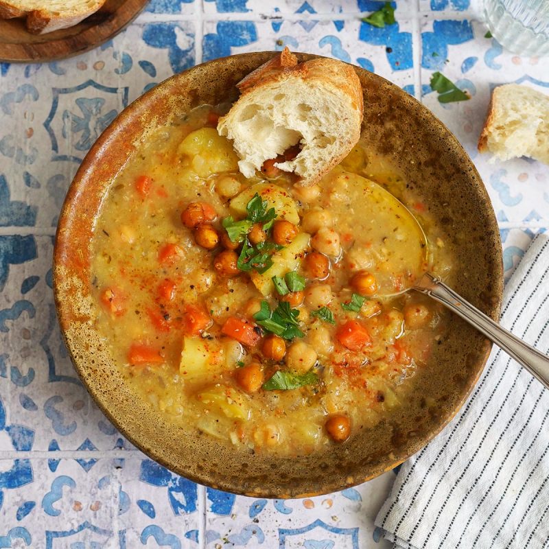 Vegan Chickpea & Potato Soup | Bake to the roots
