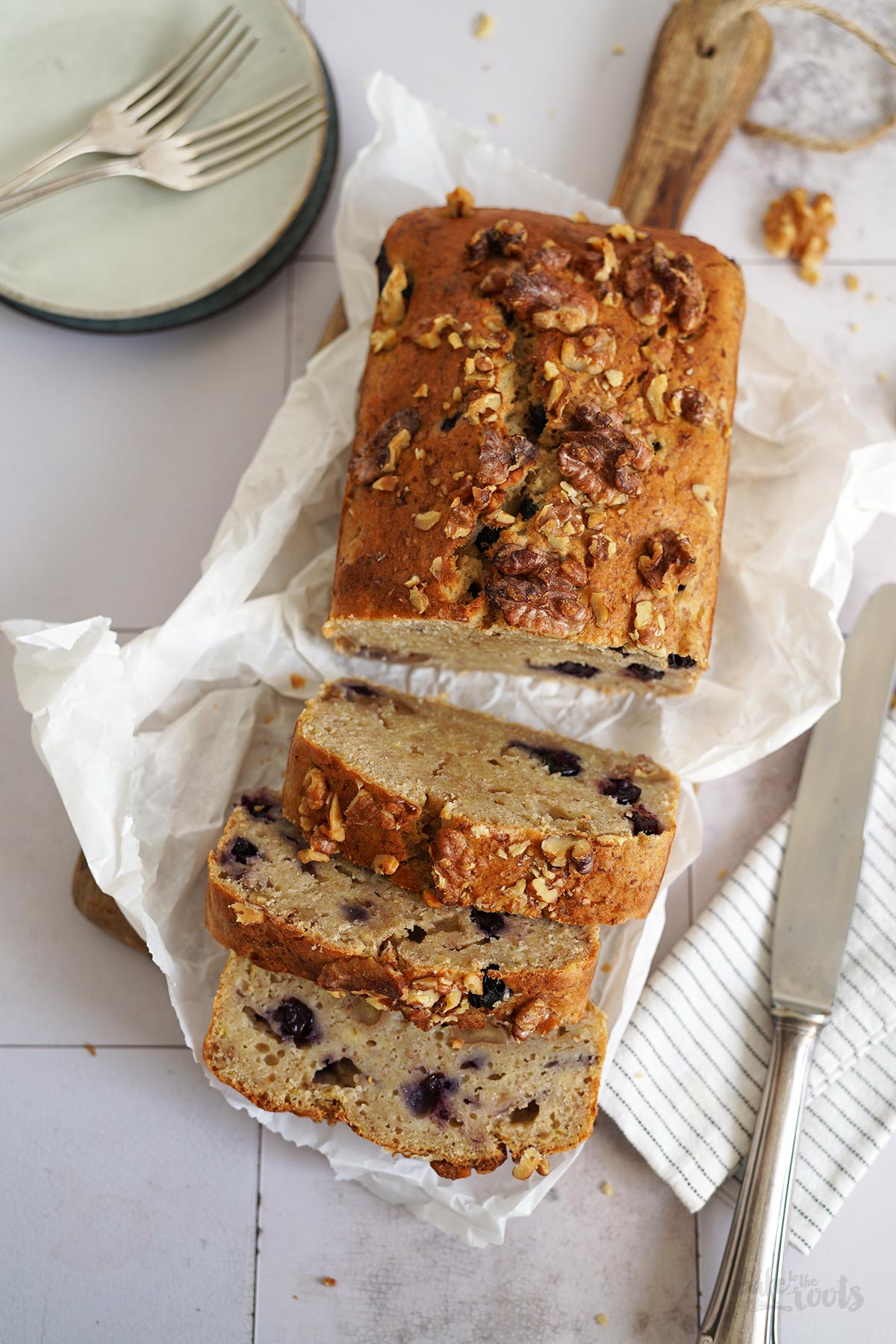 Blueberry Walnut Banana Bread | Bake to the roots