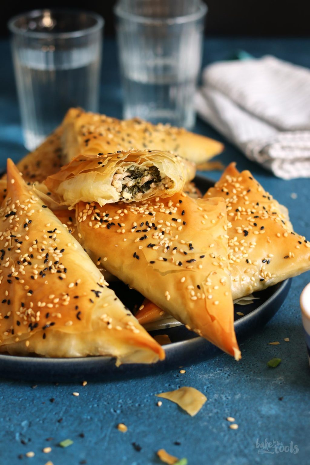 Spanakopita Triangles with Minced Meat, Spinach & Feta
