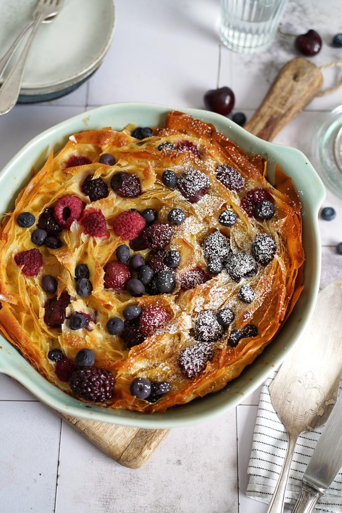 Phyllo Milk Pie with Berries | Bake to the roots