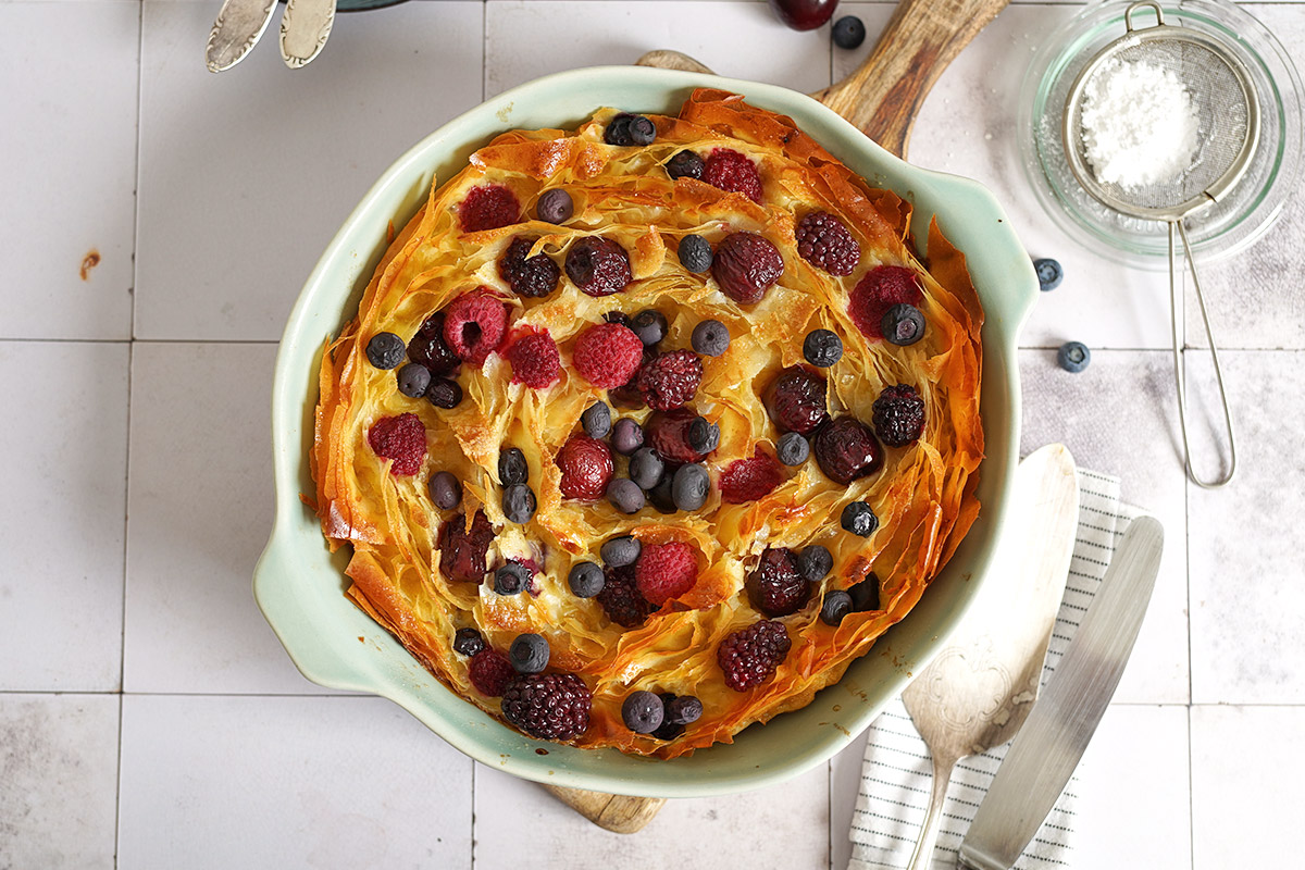 Phyllo Milk Pie With Berries Bake To The Roots Bake To The Roots