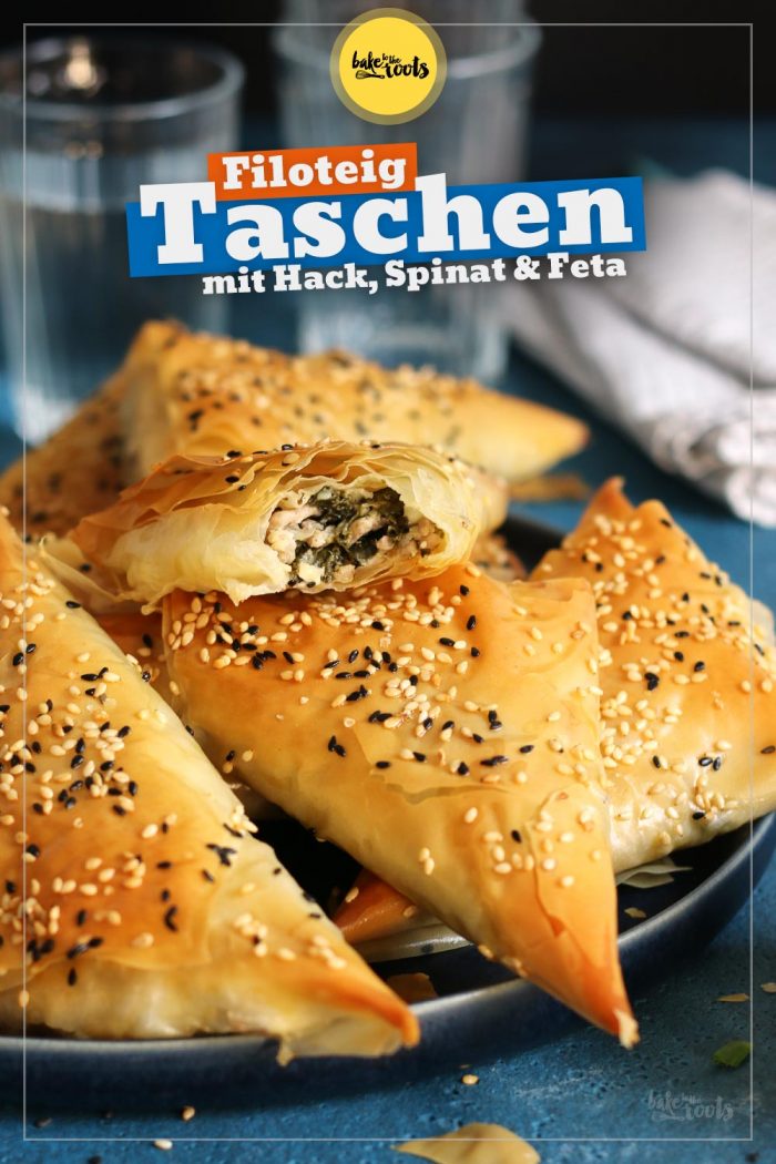 Filoteigtaschen mit Hack, Spinat & Feta | Bake to the roots