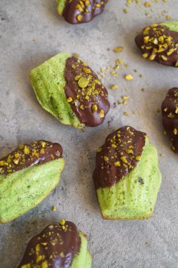 Easy Pistachio & Pandan Madeleines | Bake to the roots