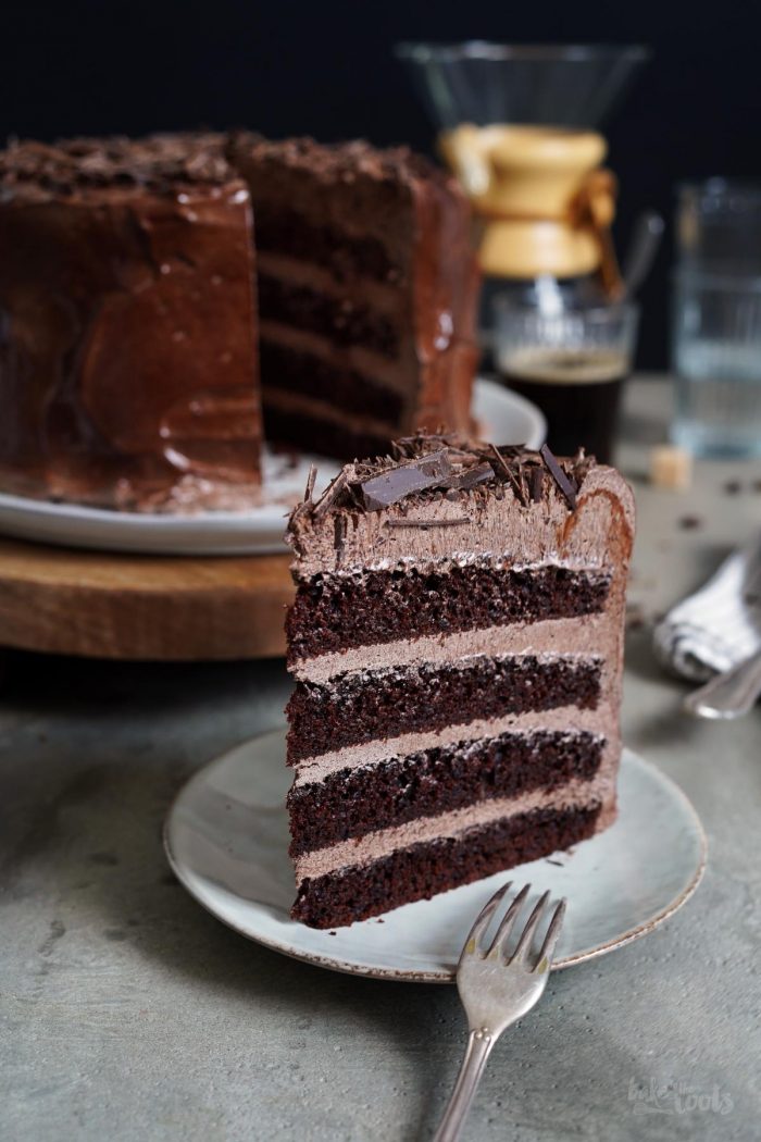 Coffee Cocoa Mousse Chocolate Cake | Bake to the roots