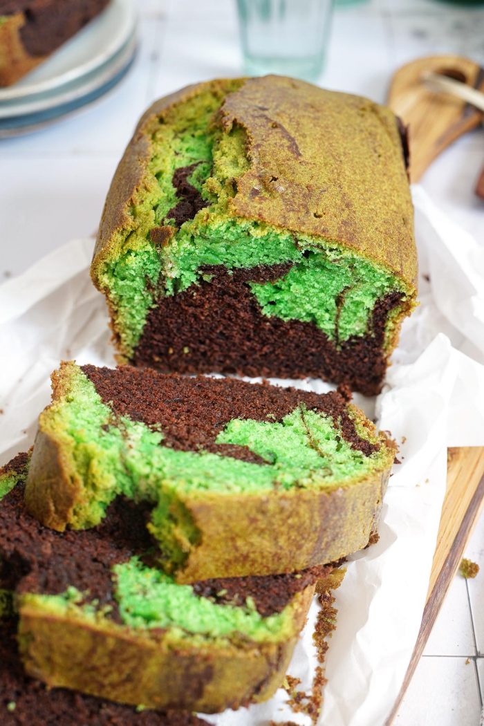 Easy Pandan Chocolate Marble Cake | Bake to the roots