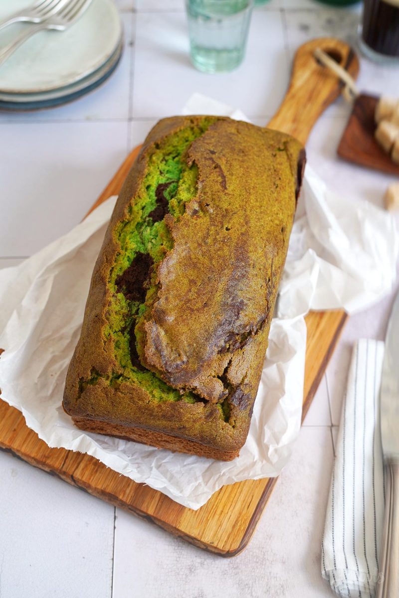 Easy Pandan Chocolate Marble Cake | Bake to the roots