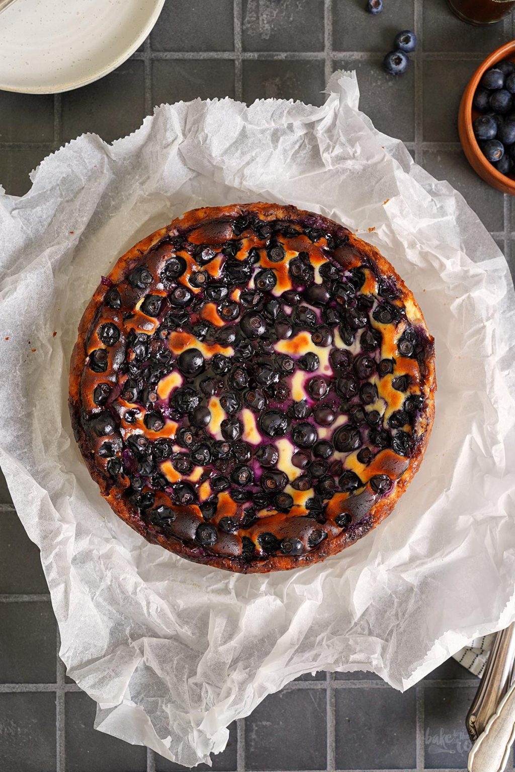 Blueberry Basque Cheesecake | Bake to the roots
