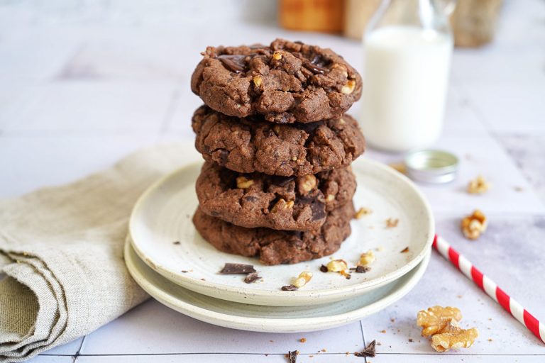 Chunky Nutty Double Chocolate Cookies | Bake to the roots | Bake to the ...