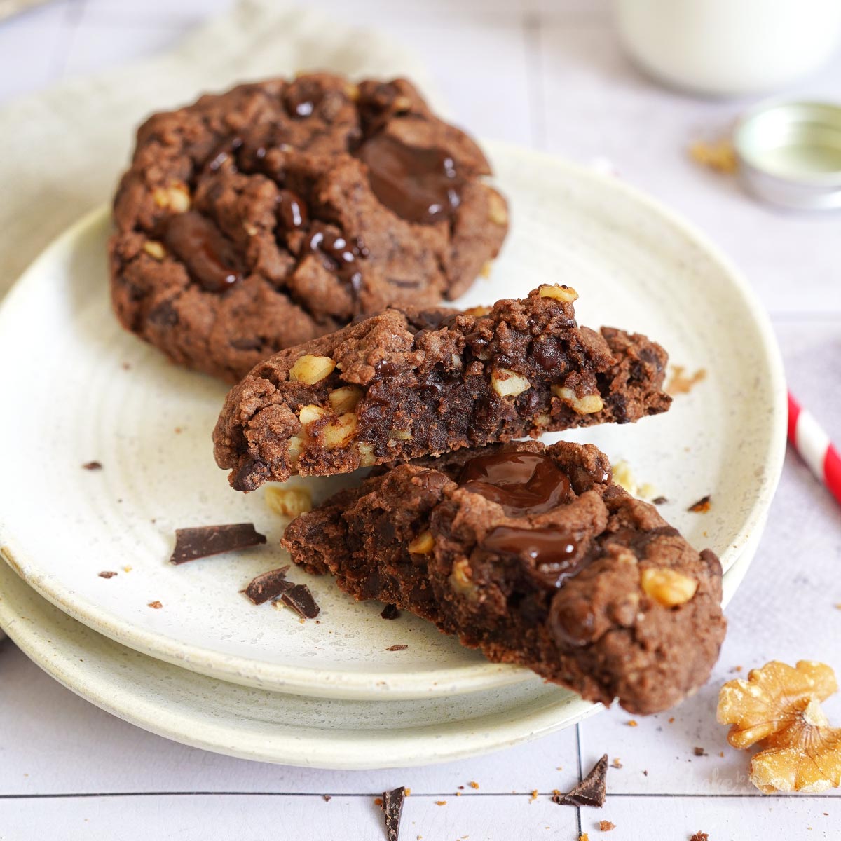 Chunky Nutty Double Chocolate Cookies | Bake to the roots | Bake to the ...