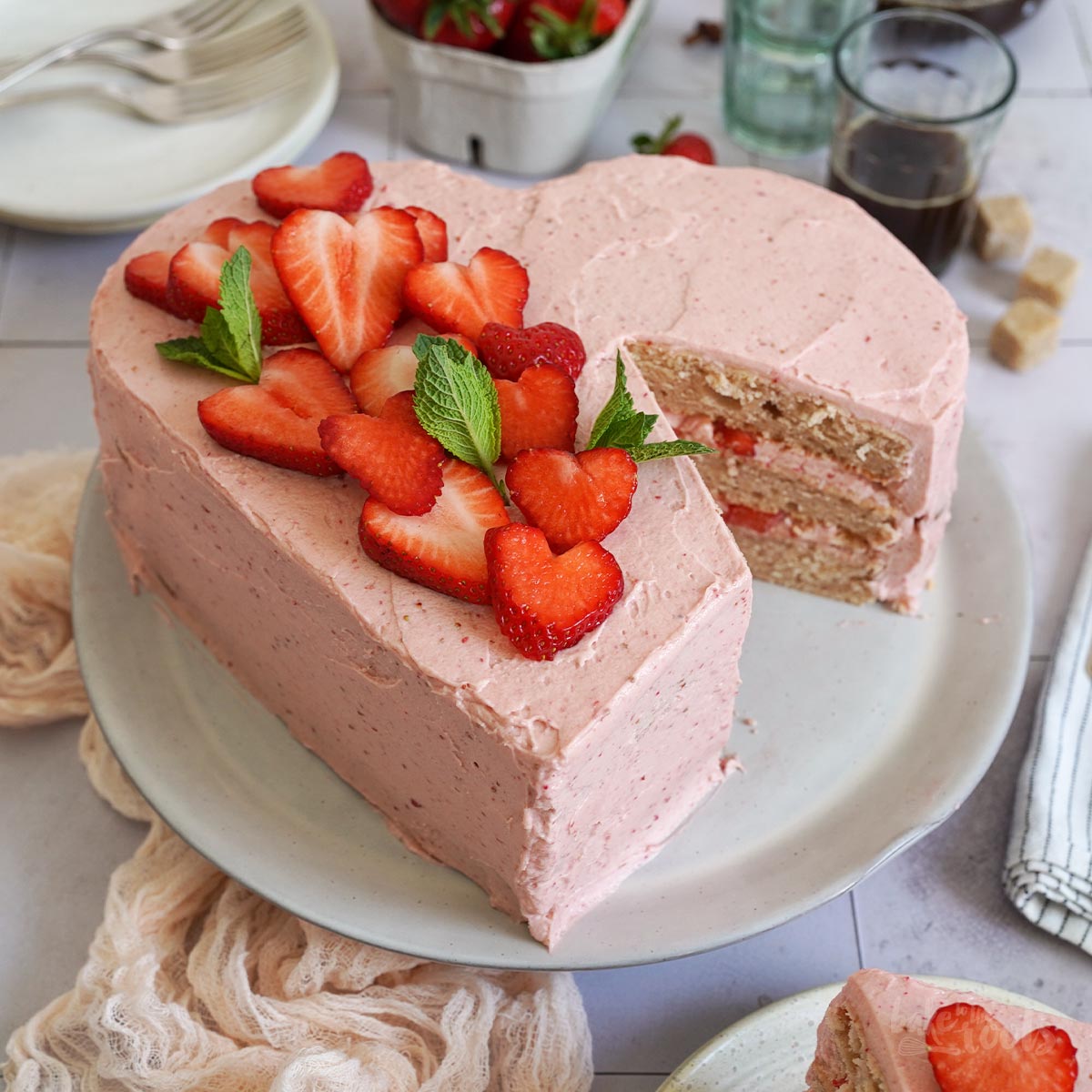 Strawberry Heart Cake | Bake to the roots | Bake to the roots