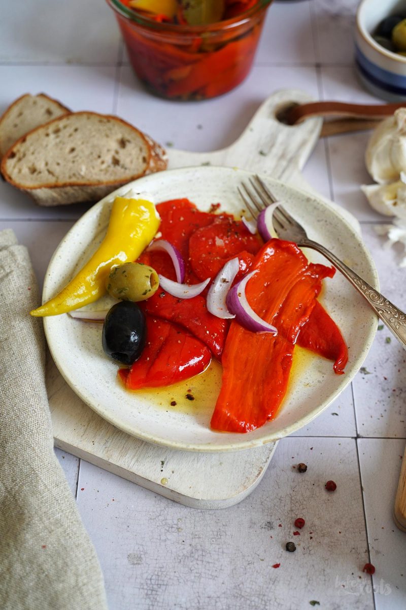 Homemade Pickled Grilled Bell Peppers | Bake to the roots