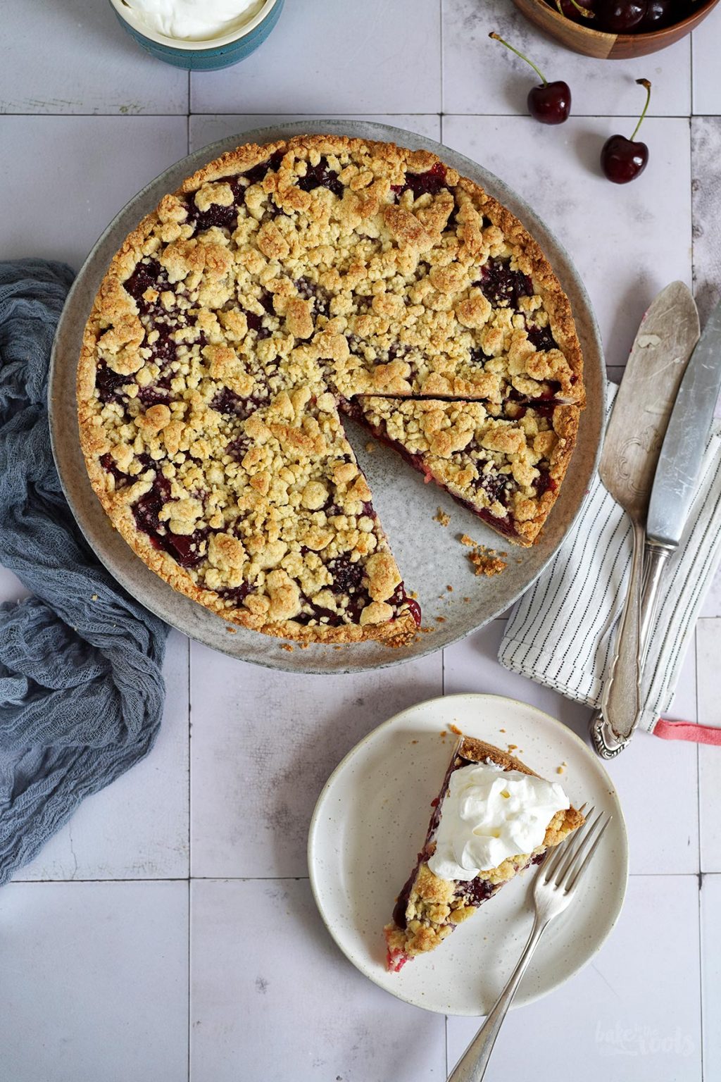 German Cherry Streusel Cake | Bake to the roots