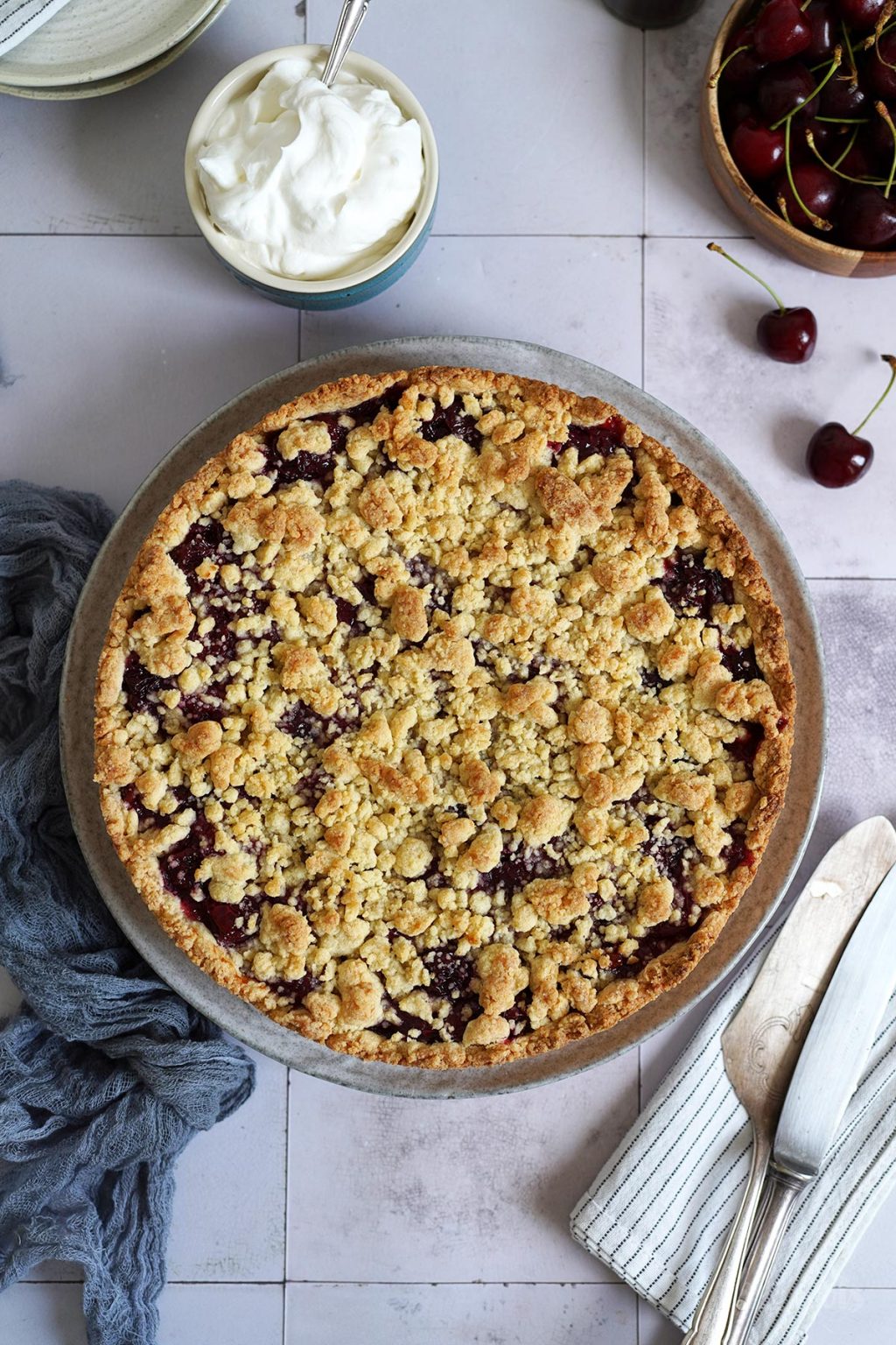 German Cherry Streusel Cake | Bake to the roots