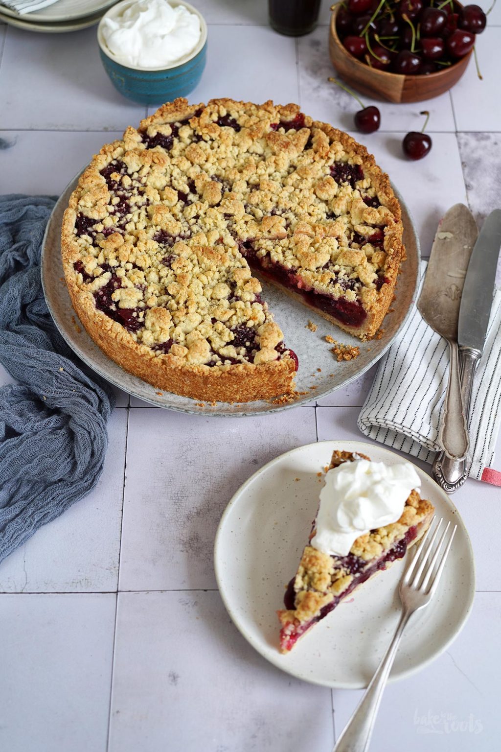 German Cherry Streusel Cake | Bake to the roots
