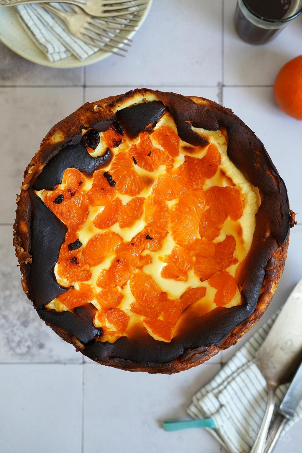 Mandarin Oranges Basque Cheesecake | Bake to the roots