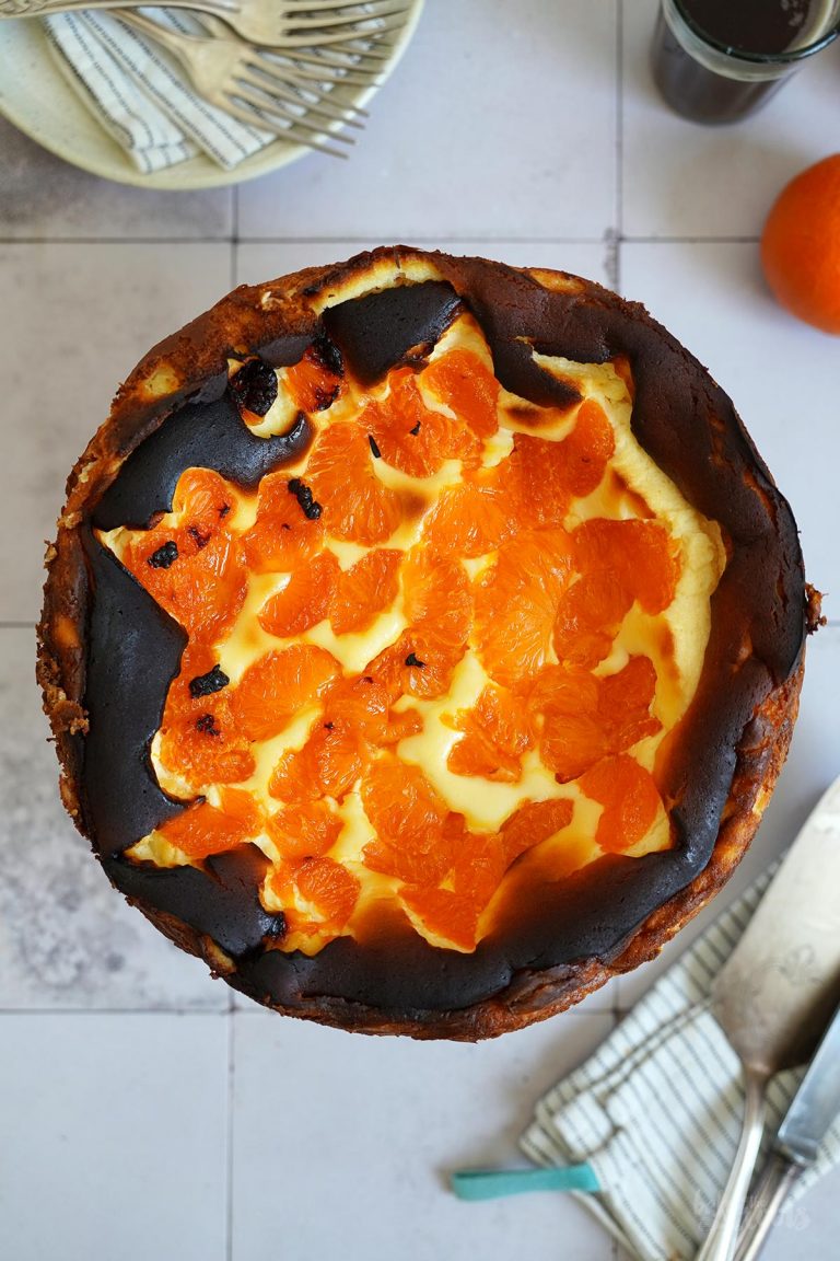 Mandarin Oranges Basque Cheesecake | Bake to the roots