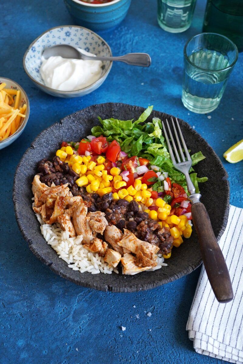 Chipotle Chicken Burrito Bowls | Bake to the roots | Bake to the roots