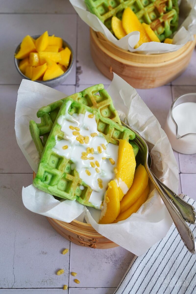 Silom Pandan Waffles with Mango & Coconut Sauce | BTTR