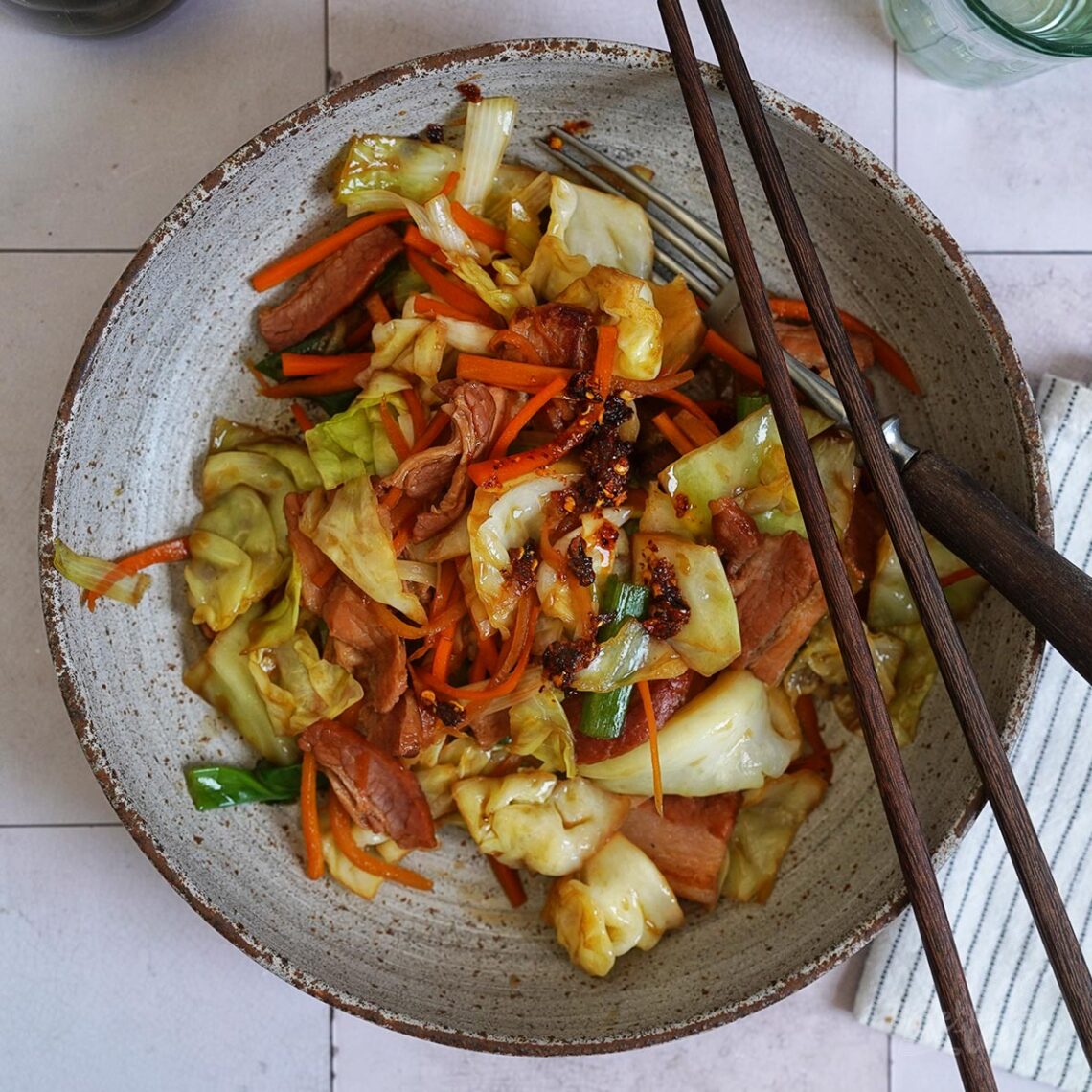 Cabbage Stir-Fry with Pork Belly | Bake to the roots | Bake to the roots